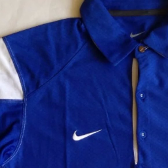 Nike | Shirts | Nike Swoosh Logo Drifit Colorblock Knit Short Sleeve ...